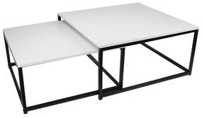 Set dvou konferenčních stolků KASTLER NEW TYP 1 MDF barva bílá mat, kov černý lak