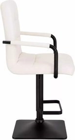 LuxuryForm DESIGN Barová židle VERONA BLACK na černé hranaté podstavě - bílá