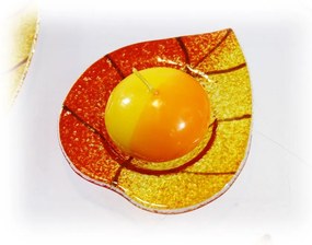 BDK-GLASS Skleněný svícínek LÍSTEK - oranžovo-ambrový Rozměr: 12x8,5cm