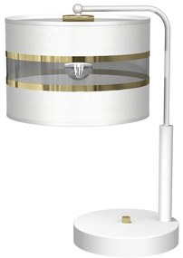 Stolní lampa Ultimo, 1x bílé/zlaté textilní stínítko, w
