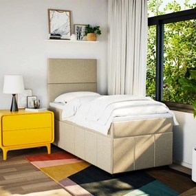 Box spring postel s matrací krémová 90x200 cm textil 3291549