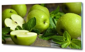 Wallmuralia Foto obraz skleněný horizontální Zelená jablka 100x50
