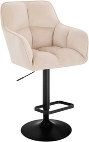 LuxuryForm DESIGN Barová židle AMALFI VELUR na černé kulaté podstavě – krémová