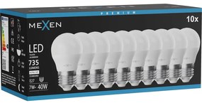Mexen Nova 10x LED žárovka E27, G45, 7W, Neutrální - 4000K, 735 lm - L101-E27-0740-01x10