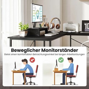 Costway Počítačový stůl ve tvaru L Přestavitelný s – rustikální hnědá