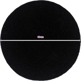 Prostírání 4 ks černé 38 cm kulaté bavlna 133844
