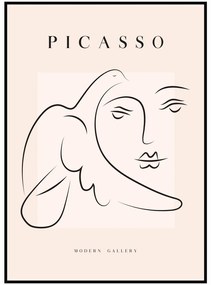 Pablo Picasso - Holubice a obličej Rozměr plakátu: A4 (21 x 29,7 cm)