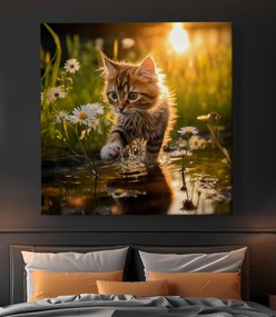 Obraz na plátně - Kotě objevuje krásy přírody FeelHappy.cz Velikost obrazu: 120 x 120 cm