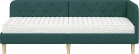 Rohový rám postele Tmavě zelená 80 x 200 cm textil 3394105