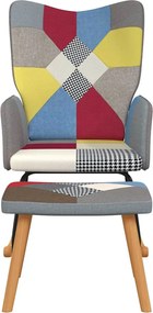 Houpací křeslo se stoličkou patchwork textil 328192