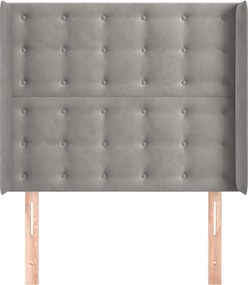 Čelo postele typu ušák světle šedé 83x16x118/128 cm samet 3120044