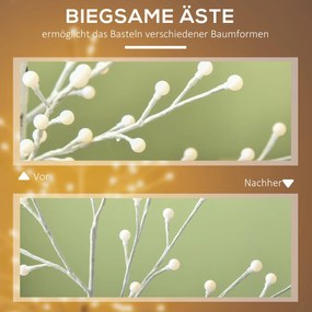 HOMCOM Strom se světly 150 cm bříza se 120 teplými bílými LED diodami, 3 úrovně jasu, umělá bříza na párty, svatby a Vánoce IP44 | Aosom.de