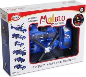 MALBLO Magnetická stavebnice Policejní vozidla / magnetická / 3 ks / o