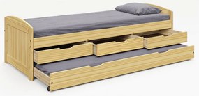 Postel s výsuvnou přistýlkou, 90x200, přírodní, masiv, MARINELLA NEW Kondela 0000274650