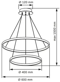 LED Lustr na lanku LEA LED/35W/230V 4000K pr. 60 cm černá