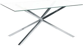 Jídelní stůl se skleněnou deskou 160 x 90 cm stříbrný CORA Beliani