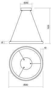 Redo 01-2672 - LED Stmívatelný lustr na lanku ICONIC LED/50W/230V pr. 58 cm bílá