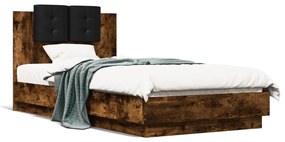 vidaXL Rám postele s čelem kouřový dub 90 x 190 cm kompozitní dřevo
