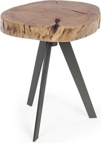 Černý/v přírodní barvě konferenční stolek s deskou z akácie ø 35 cm Aron – Bizzotto