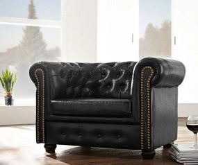 Askont Chesterfield Bis: Křeslo 1M Antik Black s puncy