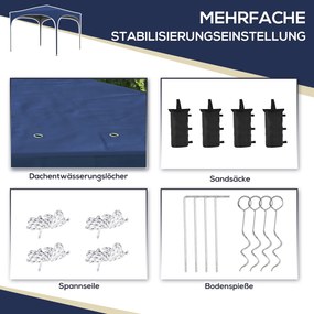 Faltpavillon, höhenverstellbar, Metallstützen, robuste Plane, inkl. Tragetasche, 2,95 x 2,95 x 2,55m, Dunkelblau