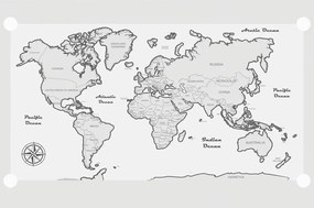 Samolepící tapeta mapa světa s šedým okrajem - 450x300 cm