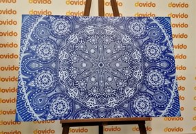 Obraz okrasná Mandala s krajkou v modré barvě - 120x80 cm