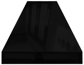 vidaXL Plovoucí nástěnné police 4 ks lesklé černé 120x23,5x3,8 cm MDF
