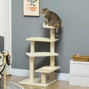 Škrabadlo PawHut stabilní do 10 kg Kočičí strom se sisalovými sloupky a schůdky pro domácí mazlíčky Béžová 50 x 50 x 100 cm pro milovníky koček | Aos…