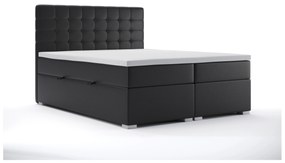 Kontinentální postel 160 cm Clady (černá ekokůže) (s úložným prostorem). 1044199