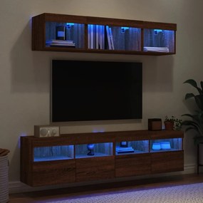 vidaXL 5dílná obývací stěna s LED kompozitní dřevo [3216724] Barva: Bílá