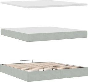Osmanský rám postele s matrací světle šedá 180x200cm samet 3312638