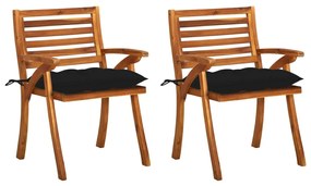 Zahradní jídelní židle s poduškami 2 ks masivní akáciové dřevo,  3060846