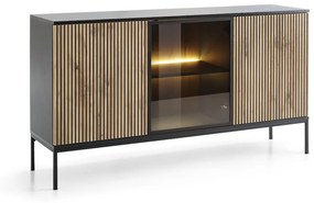 Moderní komoda SONNY K154 LED, černá / dub votan
