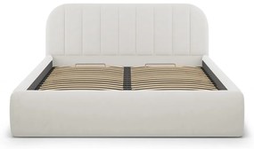 Béžová čalouněná dvoulůžková postel s úložným prostorem s roštem 160x200 cm Juno – Windsor &amp; Co Sofas