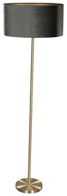 Stojací lampa mosazná s oválným sametovým stínidlem zelená 50 cm - Simplo