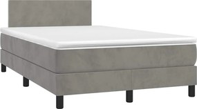 Box spring postel s matrací a LED světle šedá 120x200 cm samet 3134273