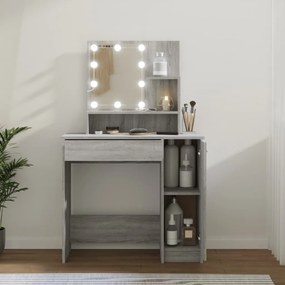 vidaXL Toaletní stolek s LED 86,5 x 35 x 136 cm [808813] Barva: šedá sonoma
