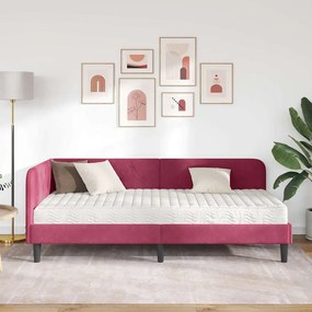 Rohový rám postele Víno Červené 90 x 200 cm samet 3394158