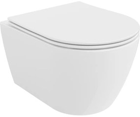 Mexen CARMEN Rimless závěsná WC mísa se sedátkem s pomalým zavíráním, 49 x 37 cm, bílá, 30880400