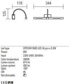 Redo Nástěnná LED lampa Kendo, d: 344mm Barva: Saténový nikl