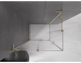 Mexen Velar L Duo, sprchový kout s posuvnými dveřmi 90 x 80 cm, 8mm čiré sklo, zlatá lesklá, 871-090-080-02-03-50