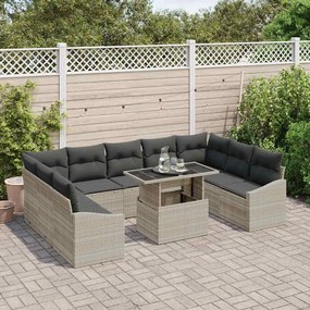 Set pohovek 10 ks Světle šedá polyratan 3349068