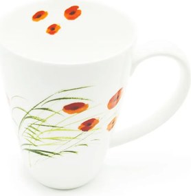 Porcelánový hrnek Caprice, 500 ml – lesklý, s motivem vlčích máků