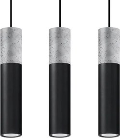 Lustr SOLLUX Borgio 3 GU10 3x40W bez zdroje SL.0652 beton a ocel černá