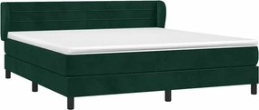 Box spring postel s matrací tmavě zelená 160x200 cm samet 3127562