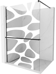 Mexen Kioto+ sprchová stěna s policí Walk-in 70 x 200 cm, bílá vlna, černá - 800-070-121-70-97
