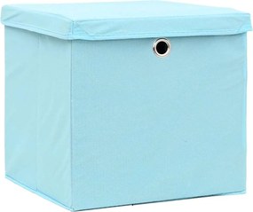 Úložné boxy s víky 4 ks 28 x 28 x 28 cm bledě modré 325232