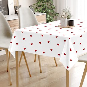 Goldea hranatý ubrus 100% bavlněné plátno - červená srdíčka na bílém 80 x 80 cm