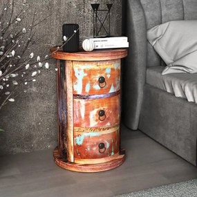 Komoda Se 3 Zásuvkami Masivní Recyklované Dřevo